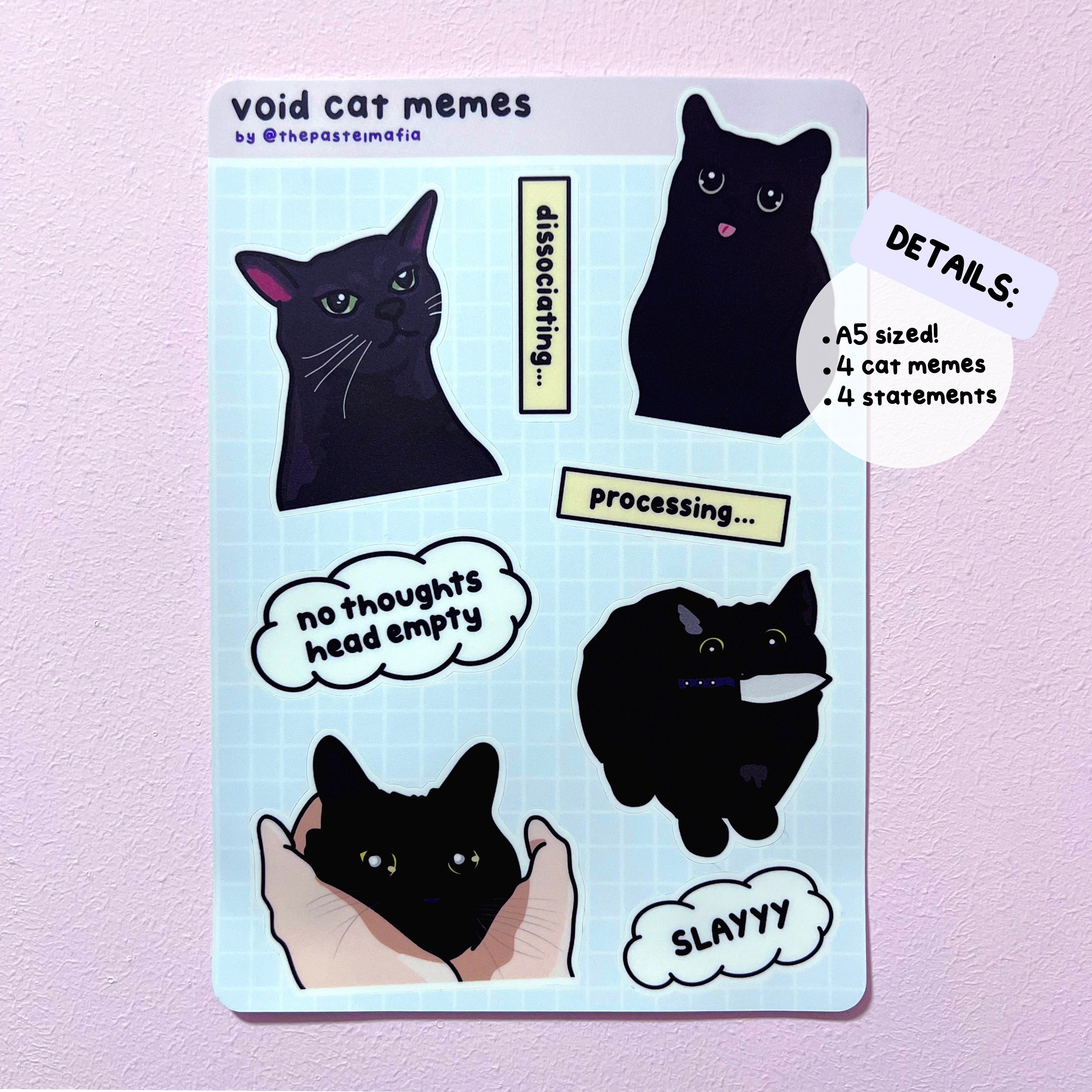 void cat meme a5 sticker sheet – the pastel mafia