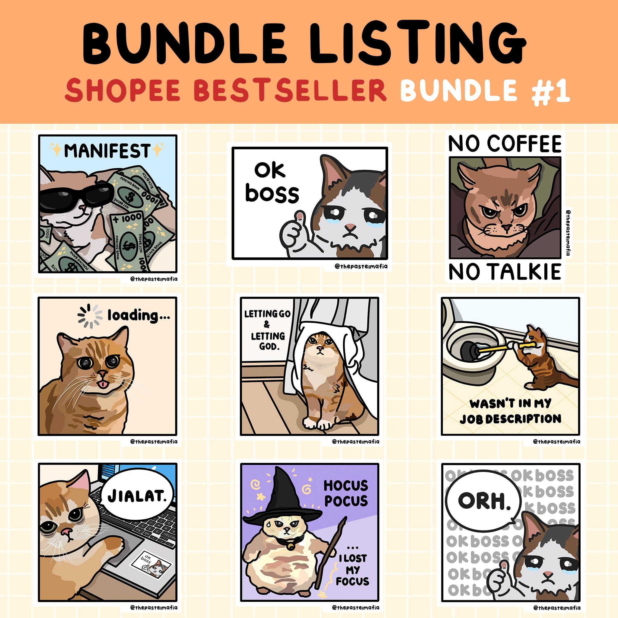 "best-sellers" cat meme sticker bundles – the pastel mafia
